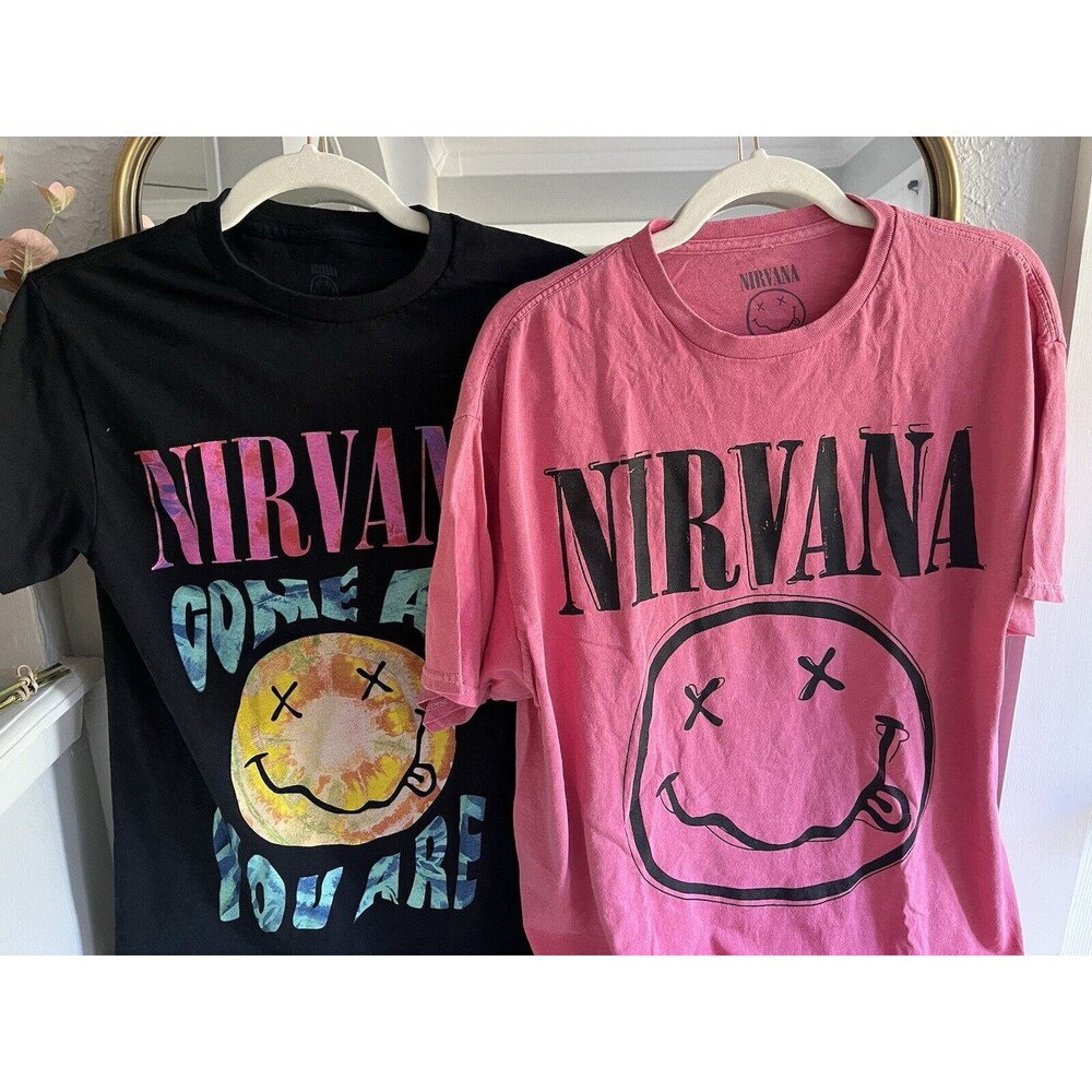 Nirvana Graphic Band Tee Smiley Face - Set Of 2 - Pin… - Gem